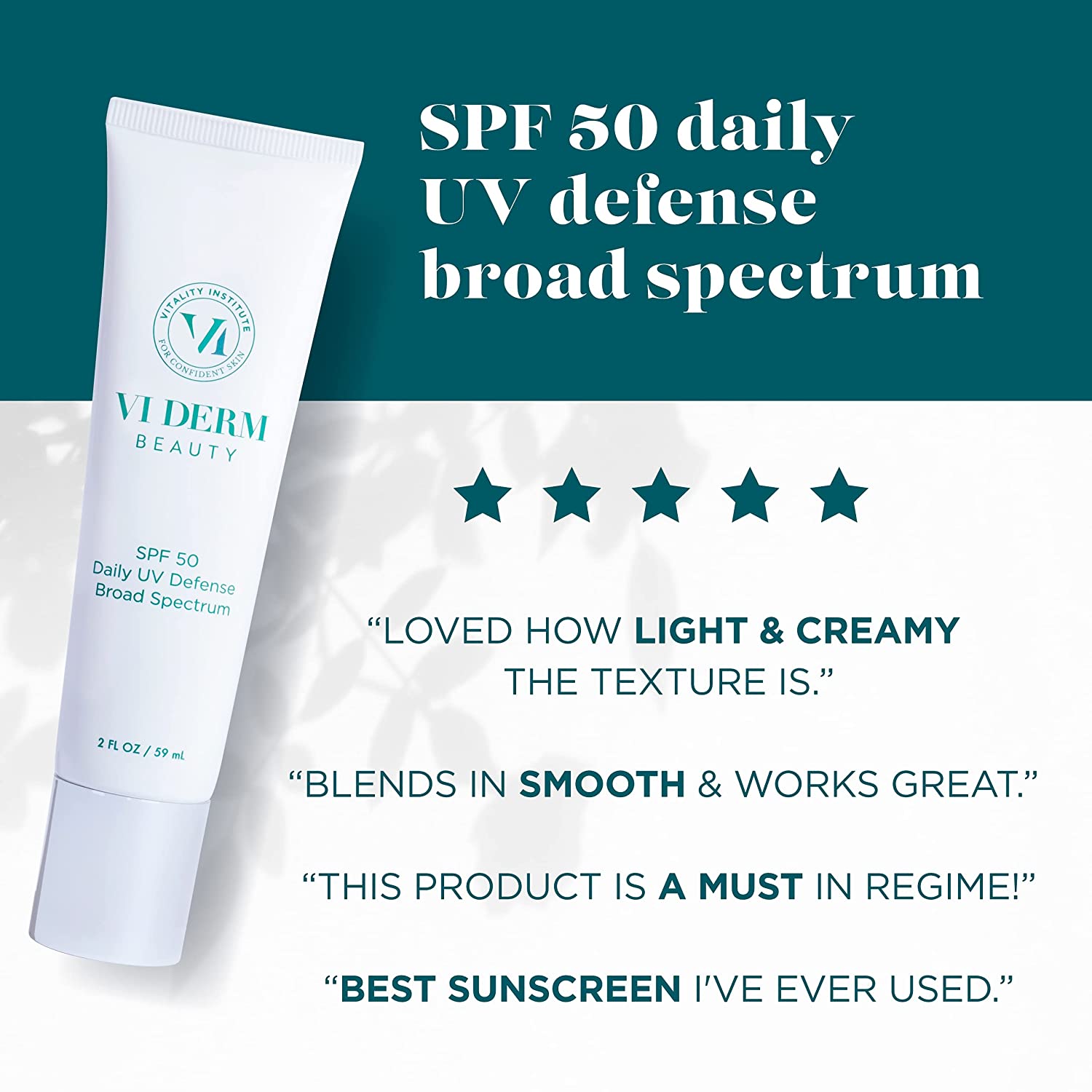 SPF 50 Daily UV Defense Broad Spectrum Sunscreen – VI Derm